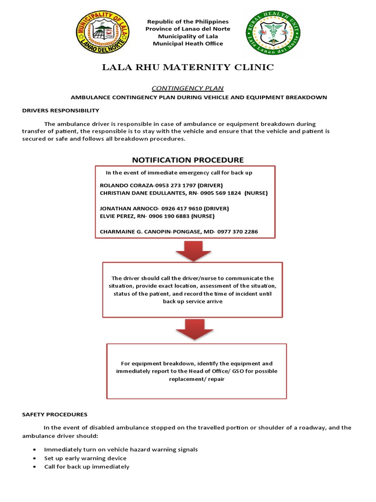 Ambulance Contigency Plan | PDF