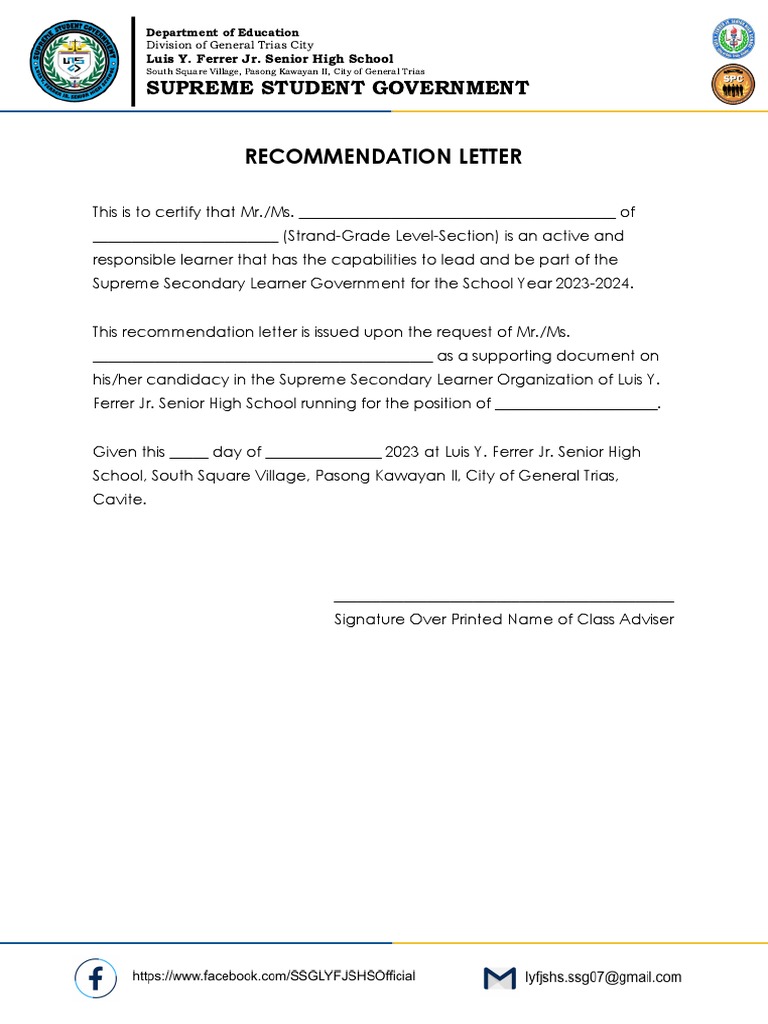 Proper Format - Recommendation Letter | PDF