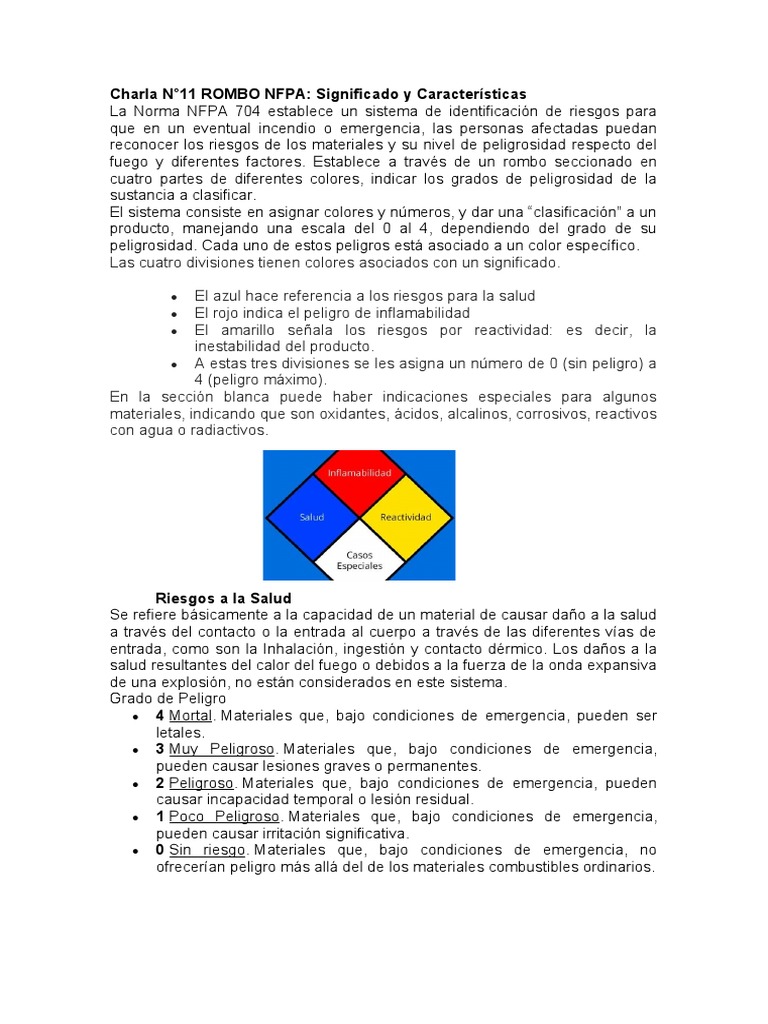Charla N°11 Rombo NFPA | PDF | Combustión | Materiales