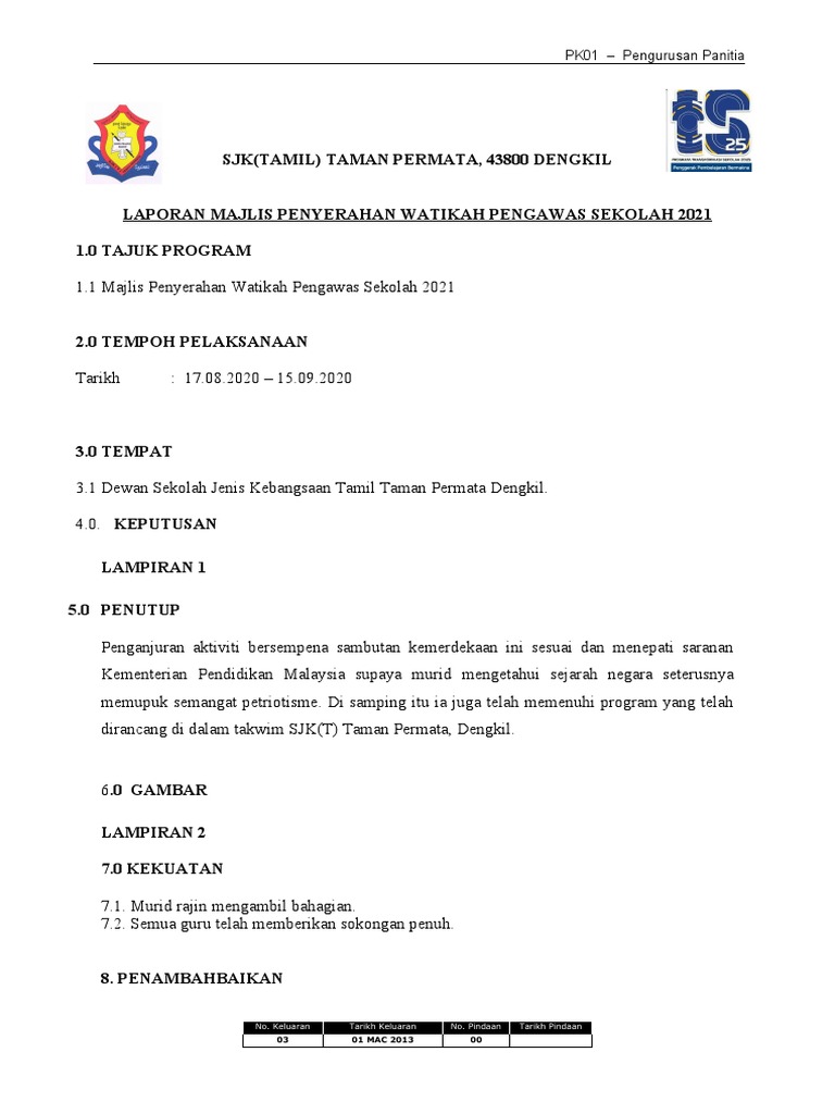 Laporan Taklimat Sop | PDF