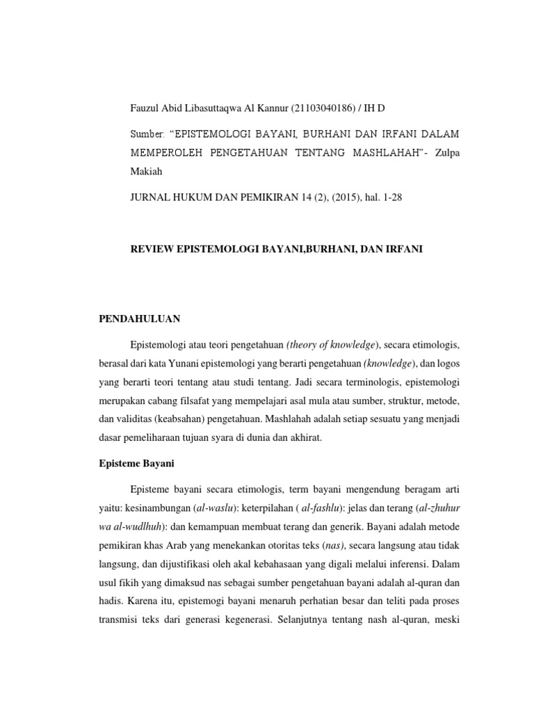 Burhani, Irfani, Dan Bayani | PDF