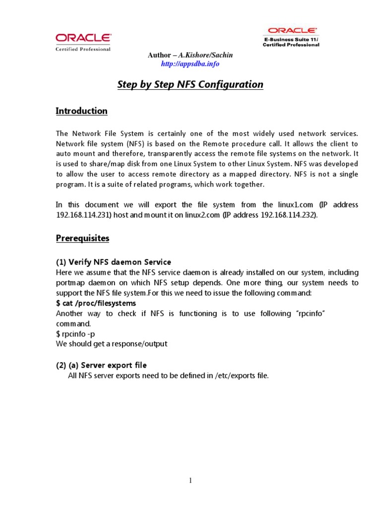 NFS StepbyStep | PDF | File System | Computer Network