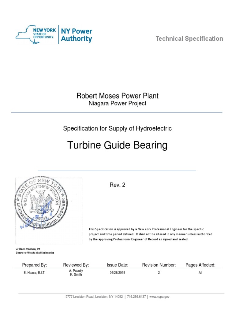 Turbine Guide Bearing: Robert Moses Power Plant | PDF | Nondestructive ...