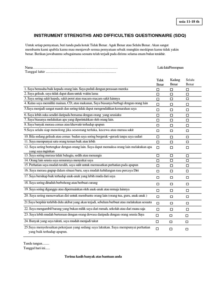 Form Manual SDQ | PDF
