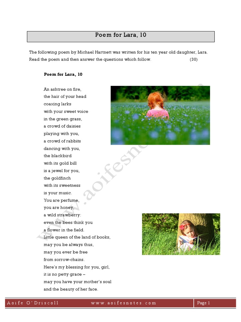 Poem For Lara, 10 by Michael Hartnett | PDF | Poetry