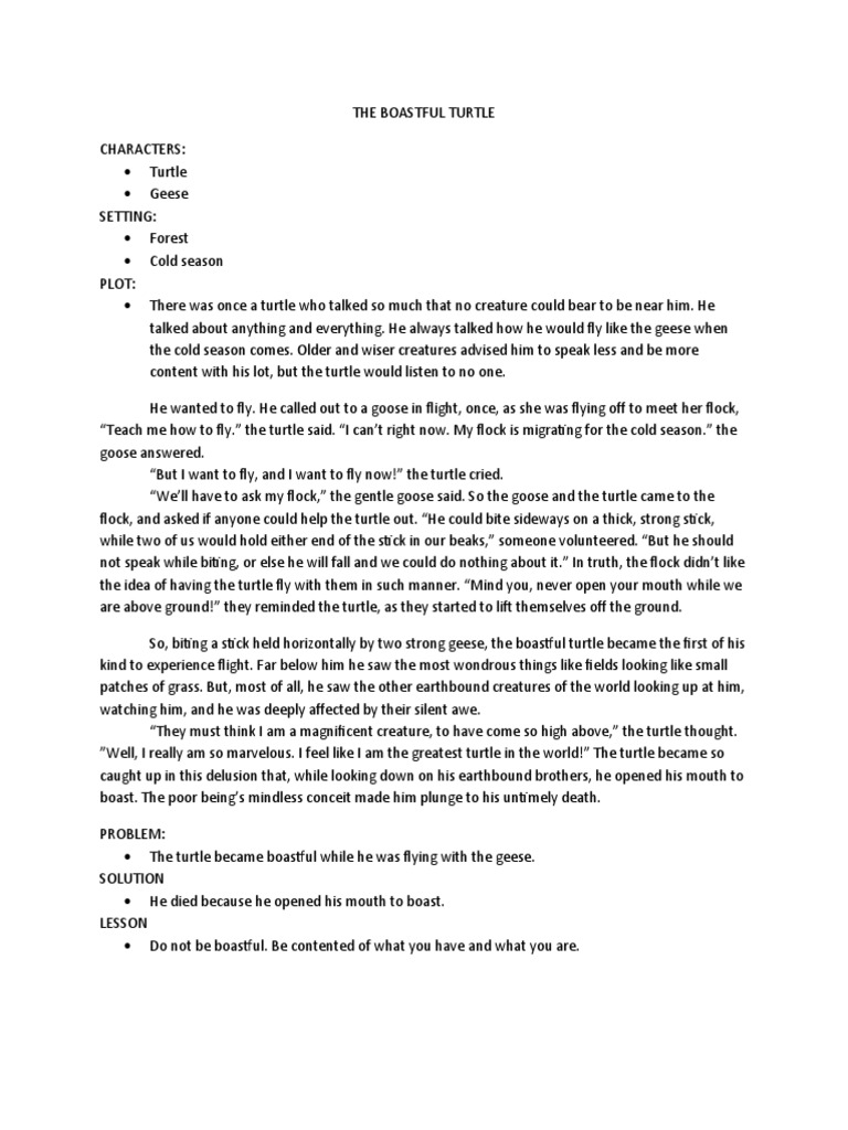 The Boastful Turtle | PDF