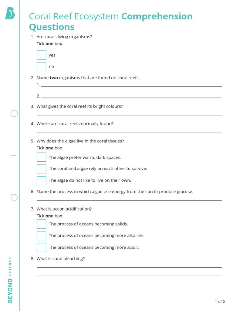 Coral Reef Ecosystem Questions | PDF | Coral Reef | Ocean Acidification