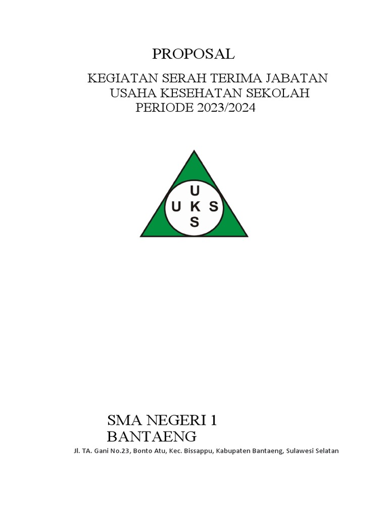Proposal Sertijab Uks | PDF