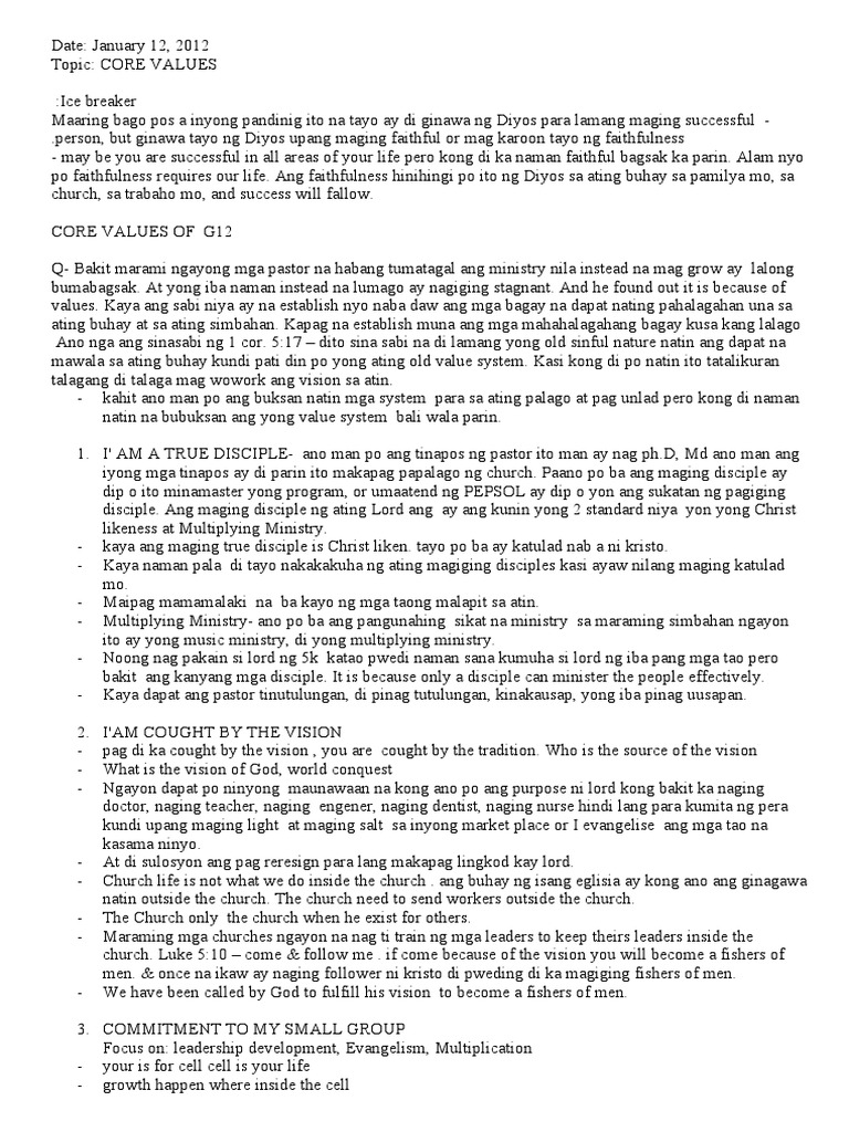 12 Core Values | PDF