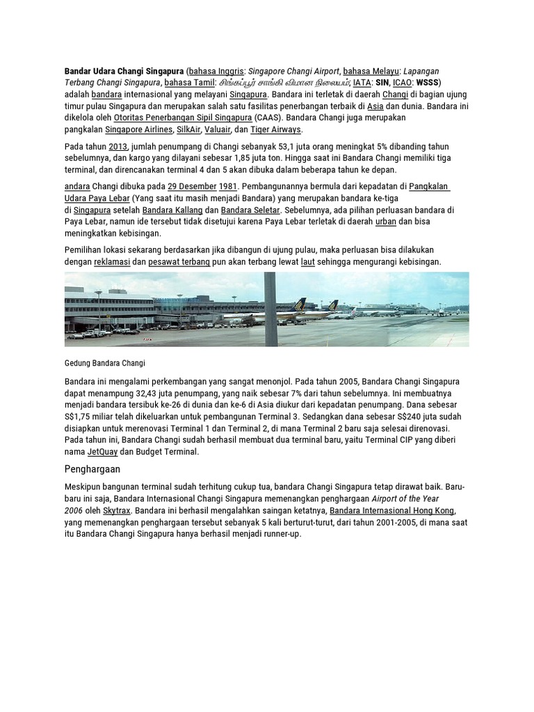 Bandar Udara Changi Singapura | PDF