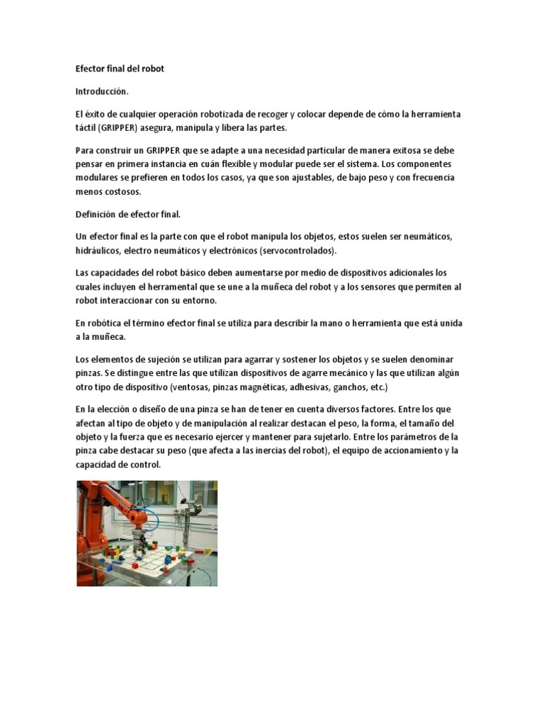 Efector Final Del Robot | PDF | Robot | Robótica