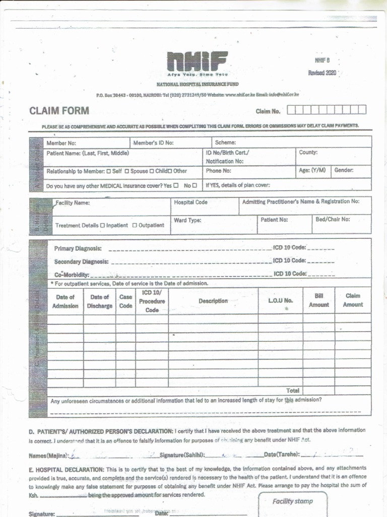 Nhif Claim Form | PDF