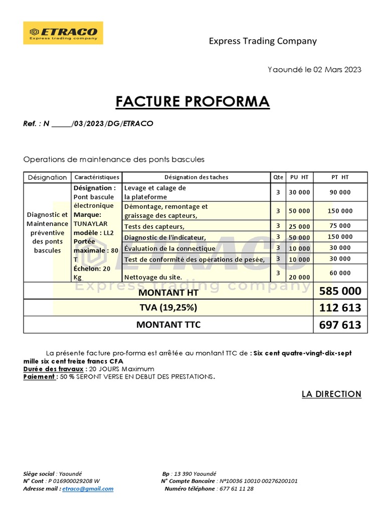 Pro Forma Pont Bascule | PDF