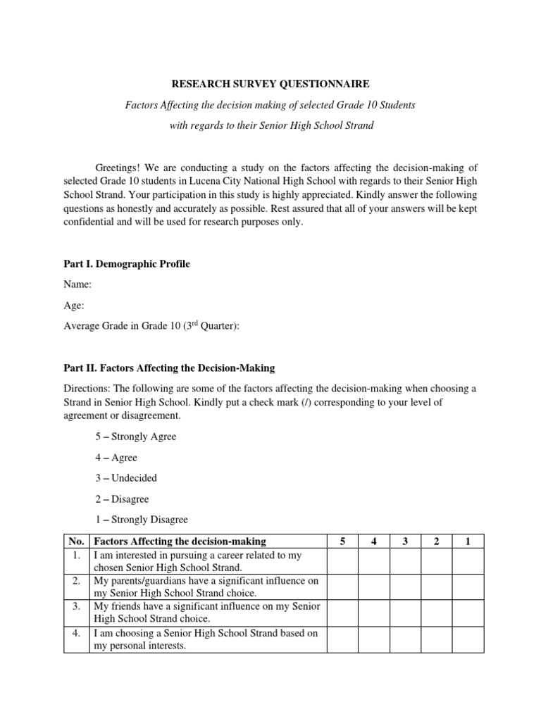 Research Questionnaire | PDF | Decision Making
