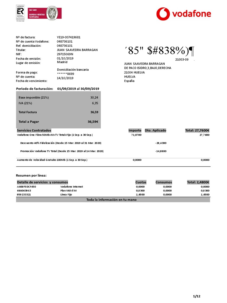 Vodafone | PDF | Factura | Bancos