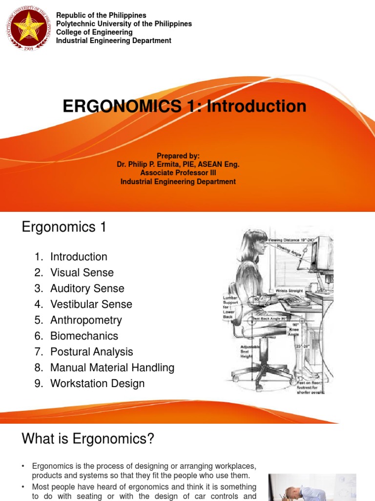 Ergonomic 1 Lecture Intro | PDF | Human Factors And Ergonomics