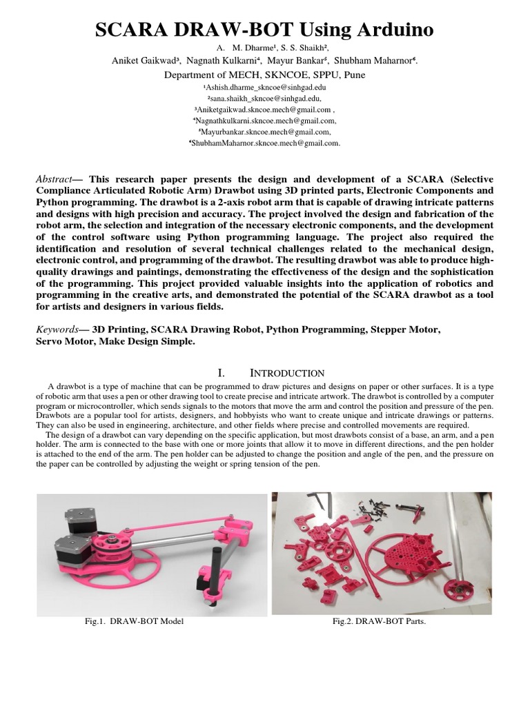 Research Paper On SCARA DRAW-BOT | PDF | Automation | Robotics