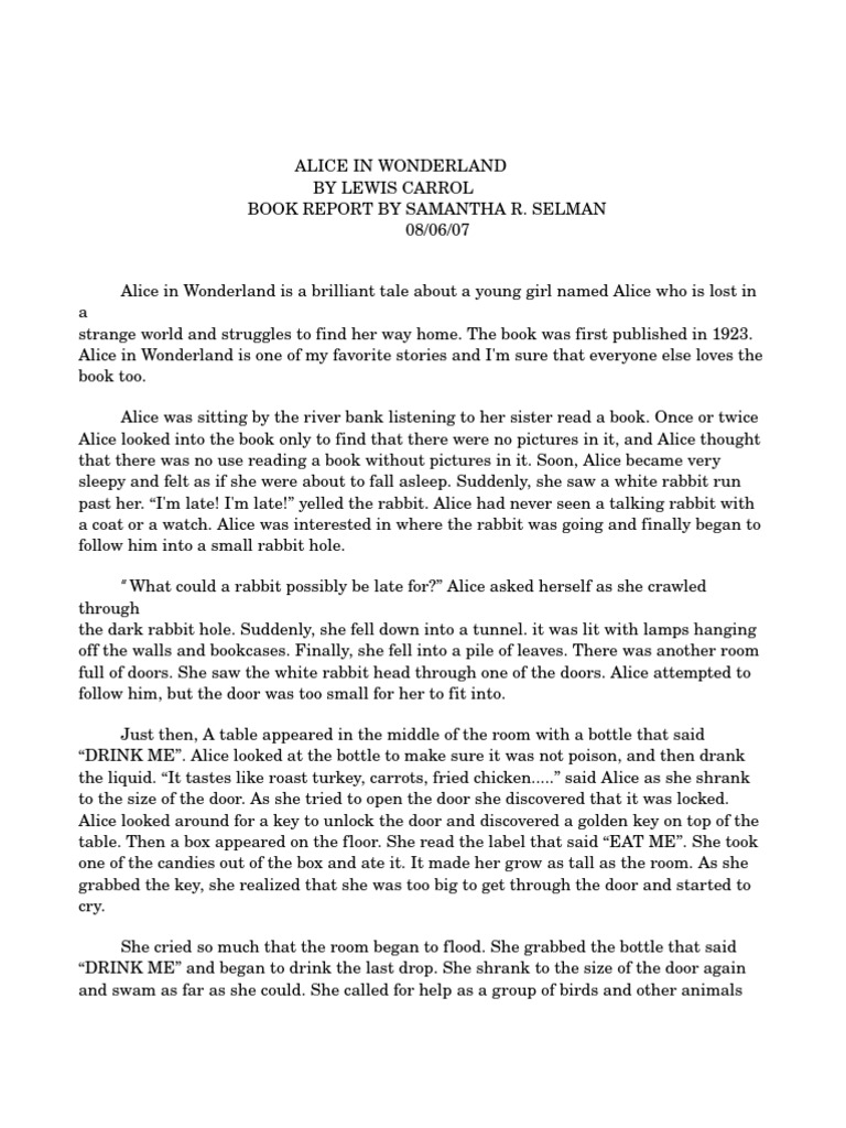 Alice In Wonderland Pdf Alice Alice S Adventures In Wonderland
