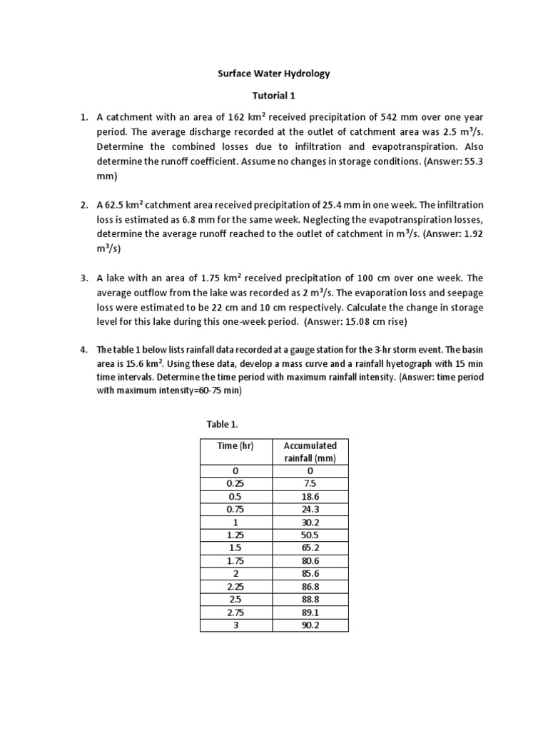 Tutorial 1 | PDF | Drainage Basin | Discharge (Hydrology)