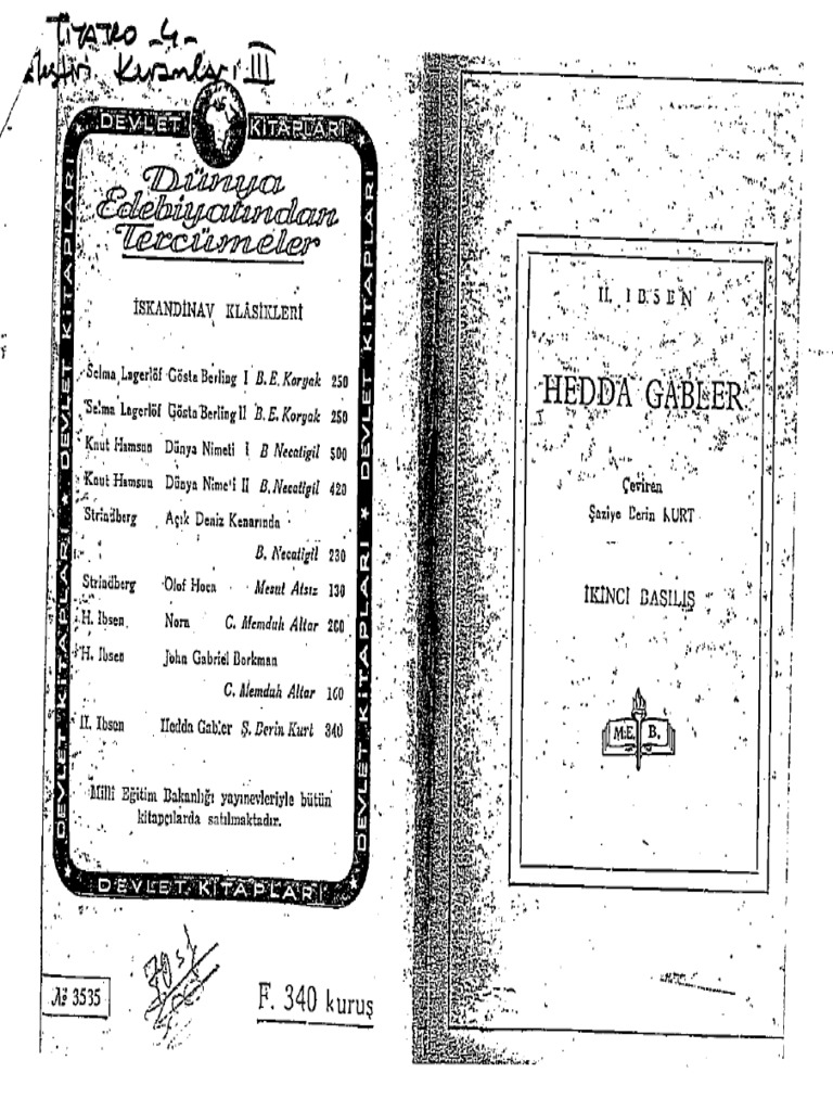 6075 Hedda Gabler H.ibsen Shaziye Berin Qurd 2001 141s | PDF
