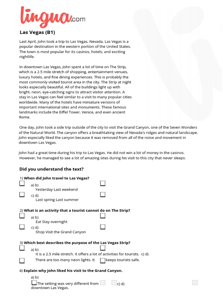 English Text Las Vegas | PDF | Las Vegas | Las Vegas Strip