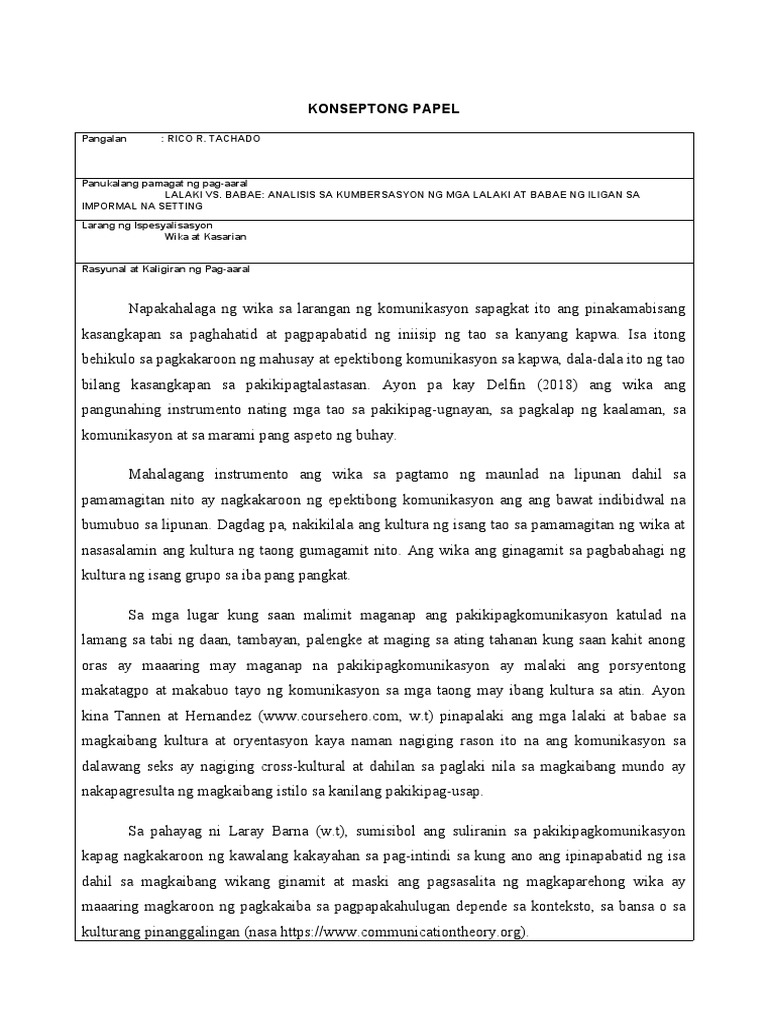 Halimbawa NG Konseptong Papel | PDF