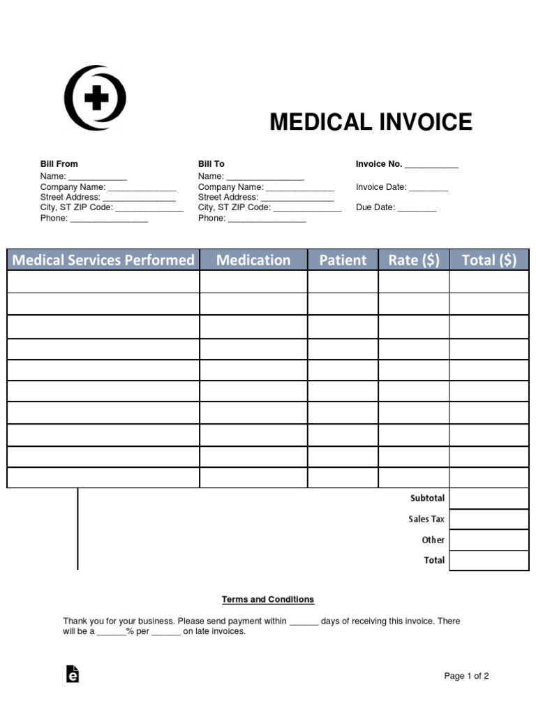 Medical Invoice Template | PDF | Credit Card | Payments