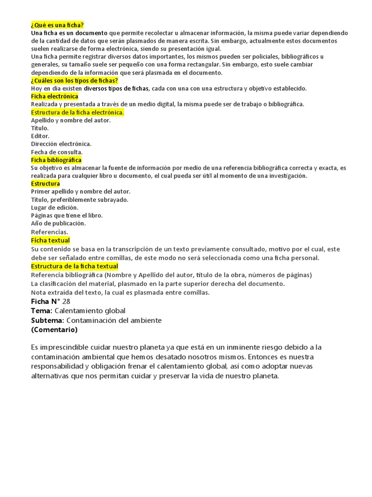 Qué Es Una Ficha | PDF