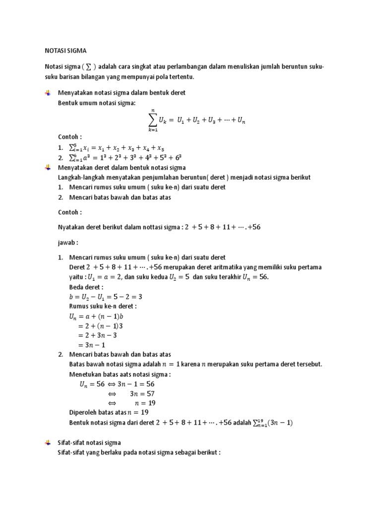 Notasi Sigma: Pengertian dan Contoh | PDF