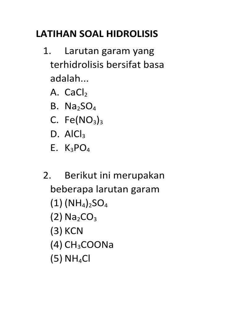 Latihan Soal Hidrolisis | PDF
