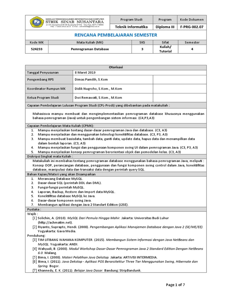 3W4326 - Pemrograman Basis Data | PDF