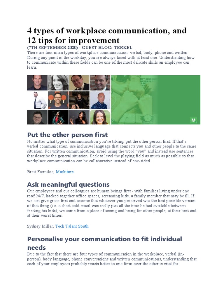 4 Types of Workplace Communication | PDF | Communication | Psychology