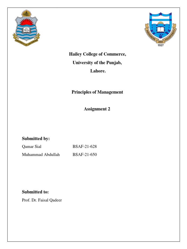 MUHAMMAD ABDULLAH, QAMAR SIAL-POM-Assignment 2 | PDF | Organizational ...