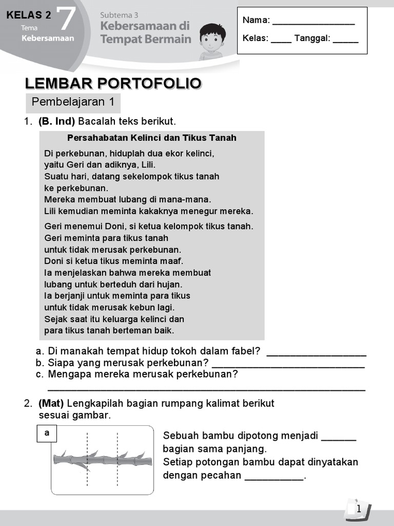 LEMBAR PORTOFOLIO BUPENA 2D Tema 7 Sub 3 | PDF