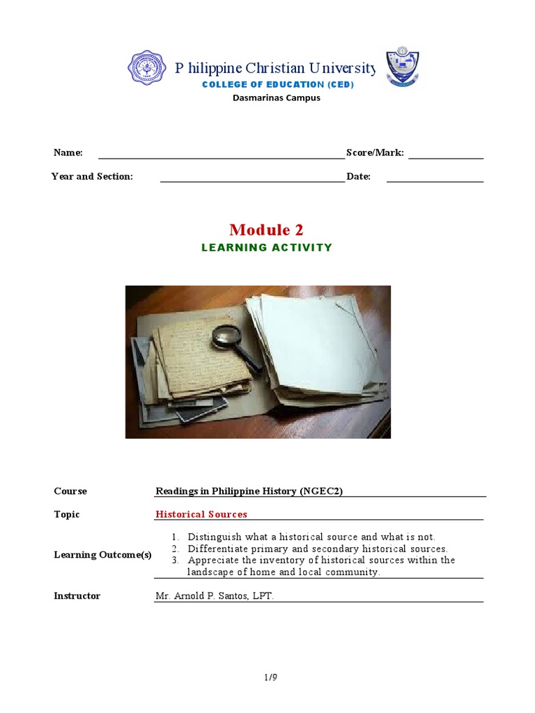 Learning Module 2 - Historical Sources Its Classification | PDF ...