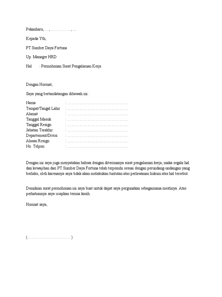 Draft Permohonan Paklaring | PDF