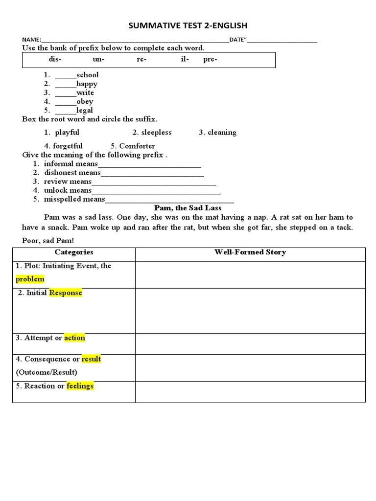 Summative Test 2 English | PDF | Language Arts & Discipline