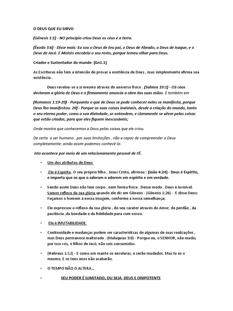 O Deus Que Eu Sirvo | PDF | Deus | Gênesis (livro)