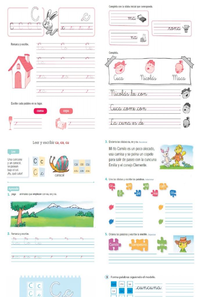 Guia Letra CA CO CU Tarea | PDF