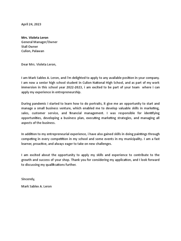 Application Letter | PDF