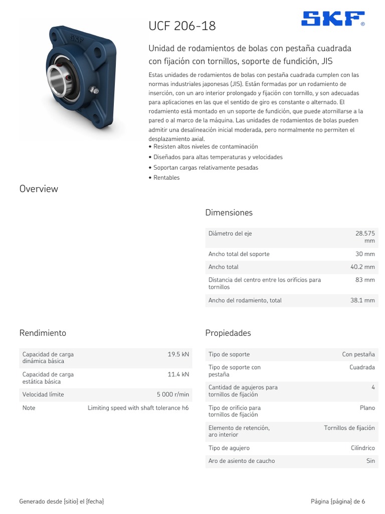 SKF UCF 206-18 Specification | PDF | Tornillo | Red mundial