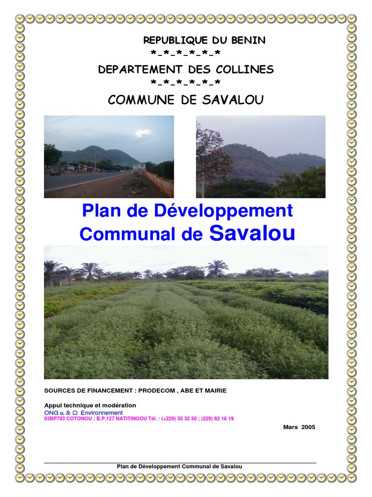 Plan de Développement de Savalou | PDF | Migration humaine | Agriculture