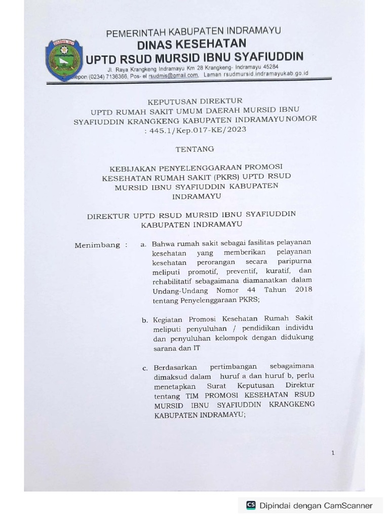 Ke 1 Ep1 Kepdir Penyelengaraan Pkrs - PDF - 1 | PDF