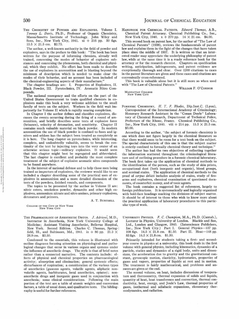 The Chemistry of Powder and Explosives. Volume I | PDF