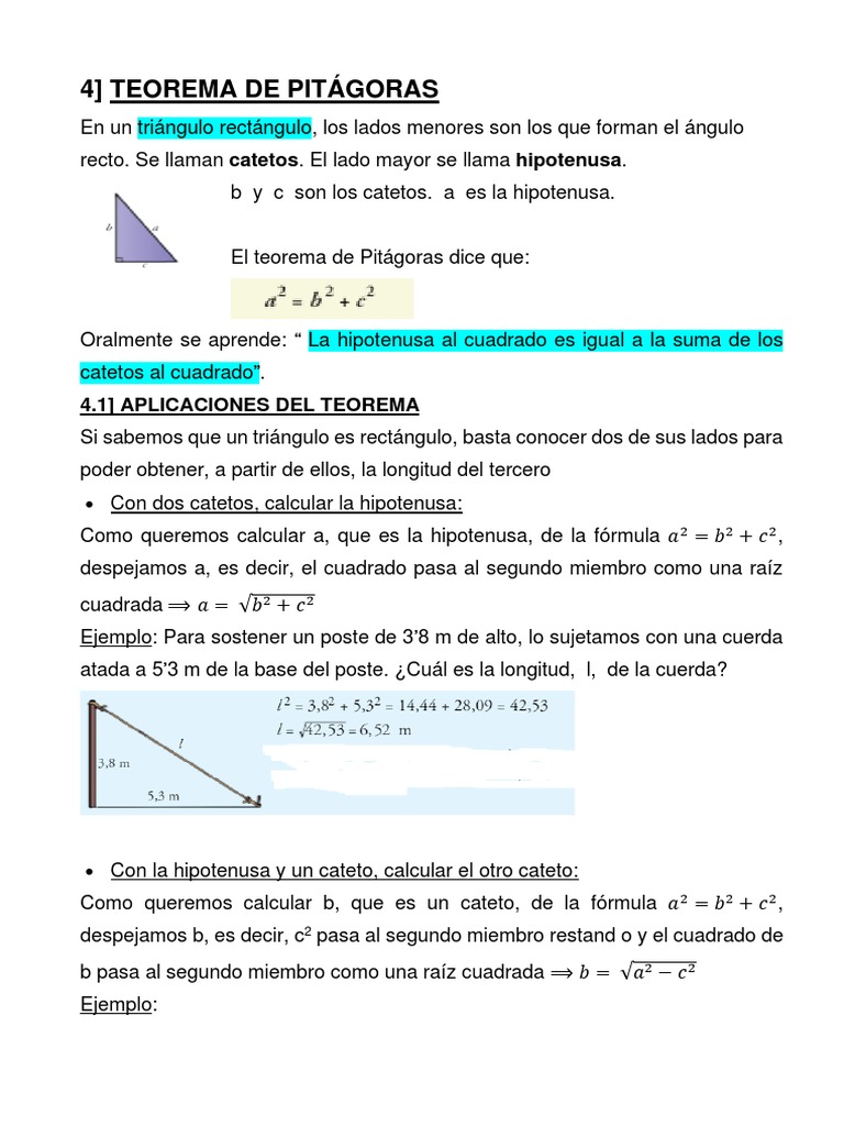 4] TEOREMA DE PITÁGORAS | PDF