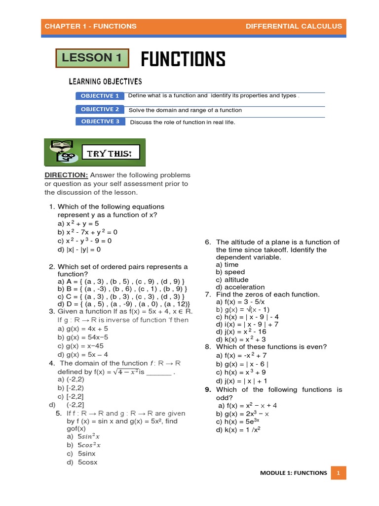 1 Cal Pdf Function Mathematics Variable Mathematics