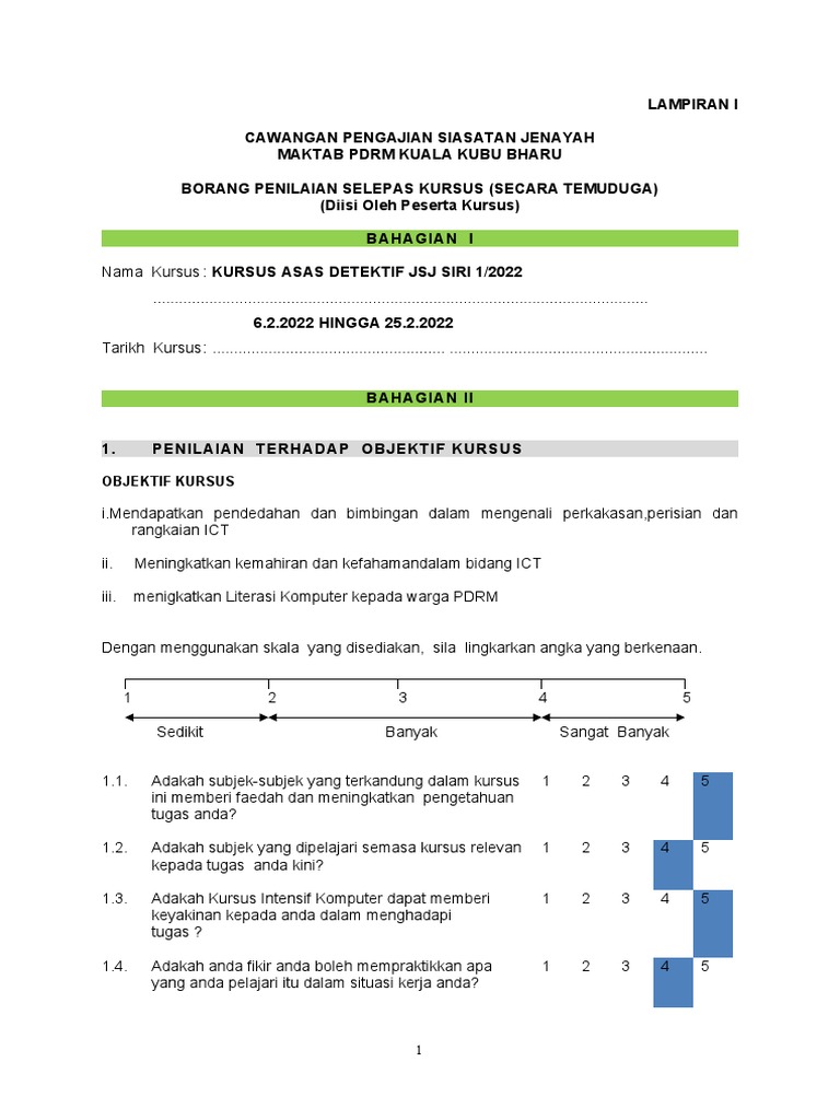 Lkpl 193420 Khairul Afiq Bin Ahmad - Borang Soal Selidik Kursus Asas ...