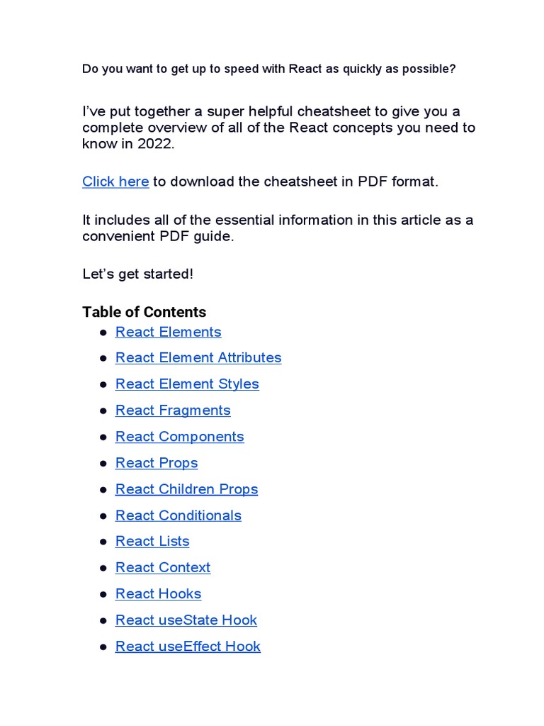 React Cheat | PDF | Information Technology Management | Computer Programming