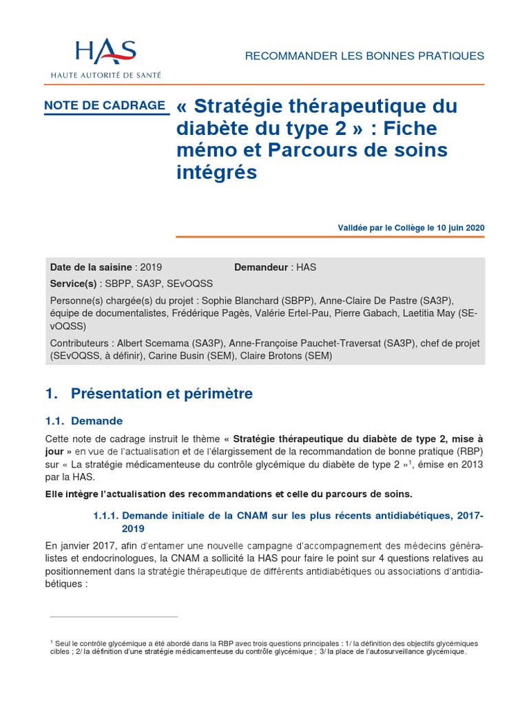 Strategie Therapeutique Du Diabete Du Type 2 - Fiche Memo Et Parcours ...