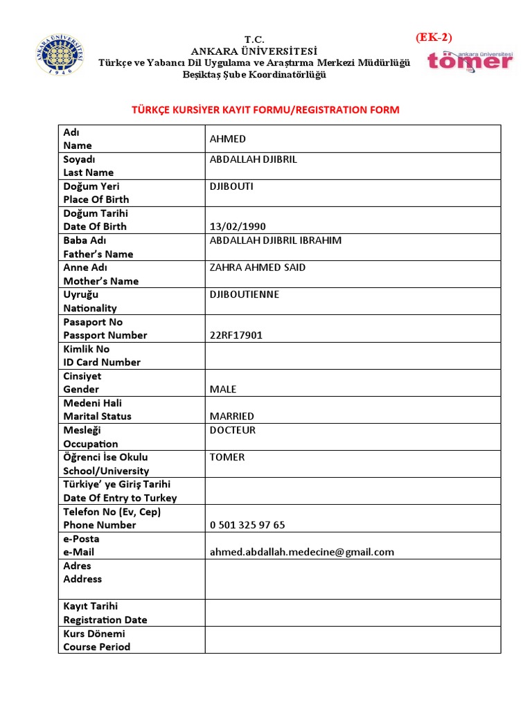 TÜRKÇE__KAYIT_FORMU | PDF